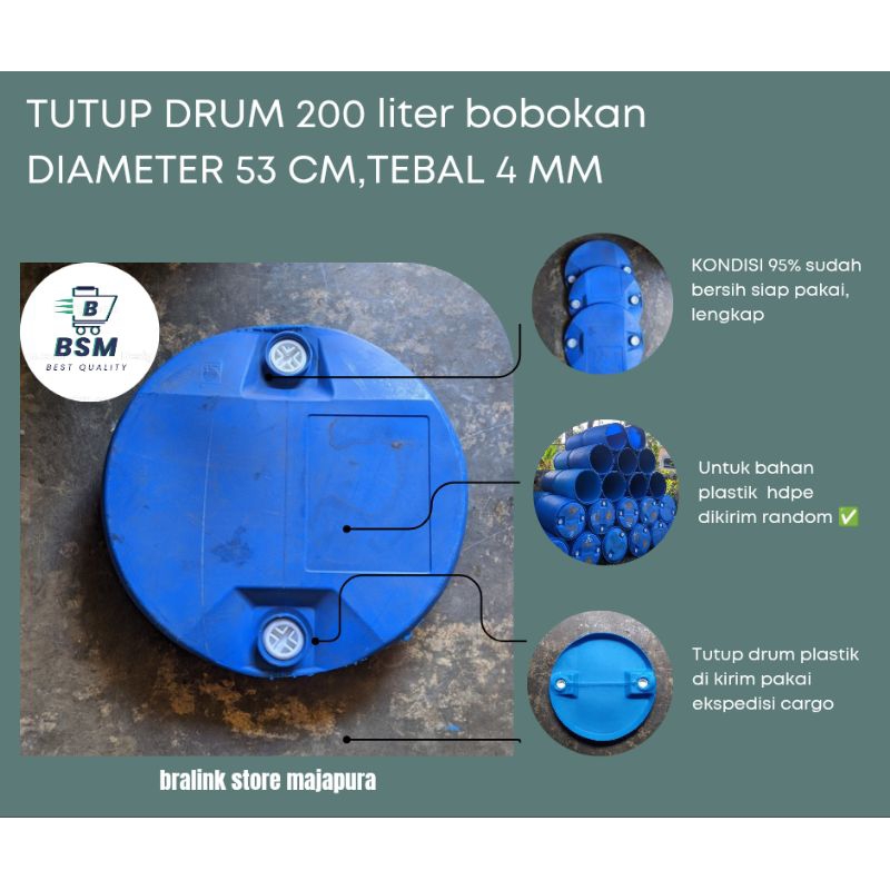 Jual tutup tong/tutup drum plastik 200 liter bobokan/tutup ulir plastik ...
