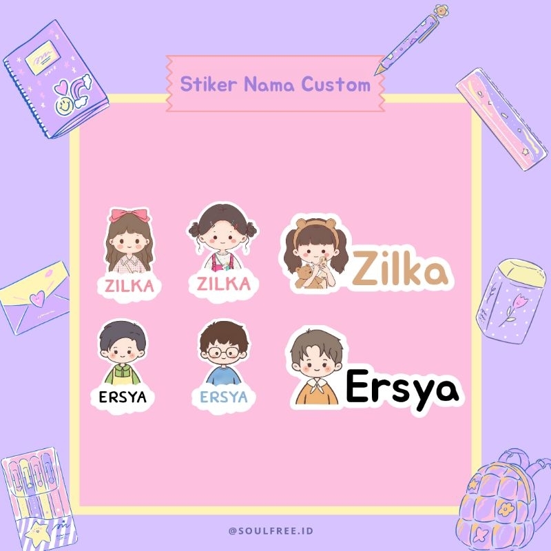 Jual Stiker Nama Custom/ stiker vinyl matte / stiker nama waterproof ...