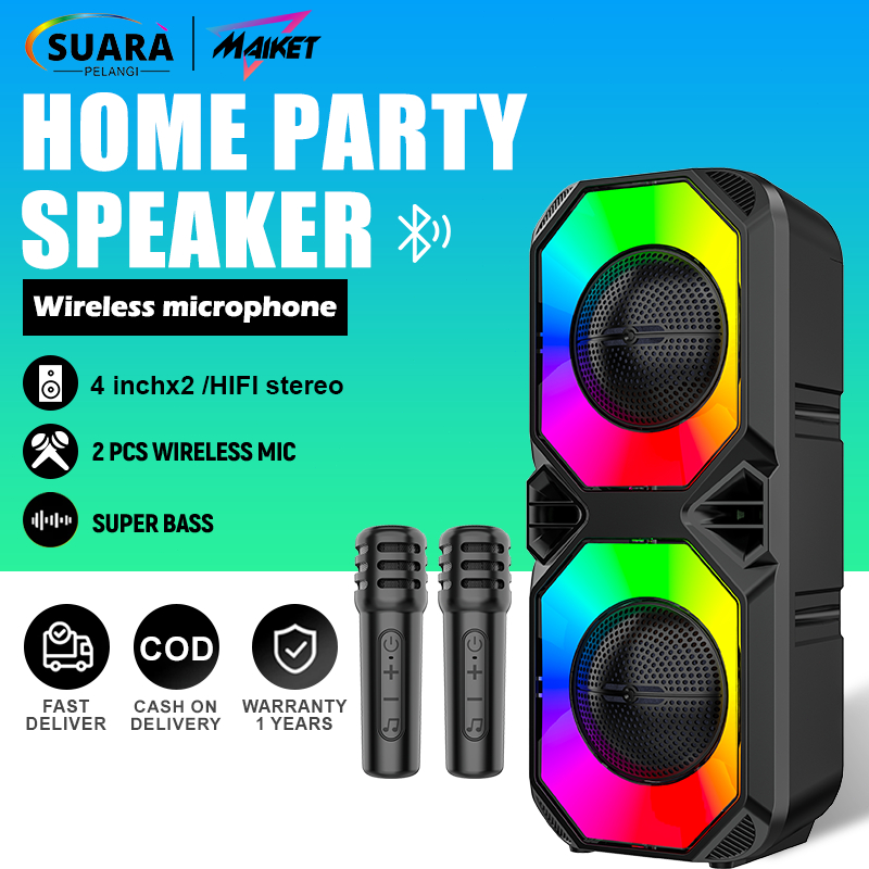 Jual MAIKET Speaker Bluetooth Karaoke Besar Super Bass With Two free ...