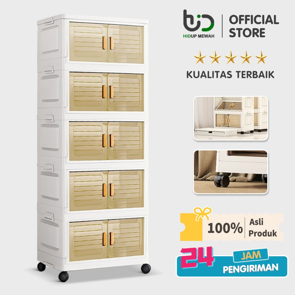 Jual Hidup Mewah Rak Buku Serbaguna ada Roda / Rak Kabinet Susun Lipat ...
