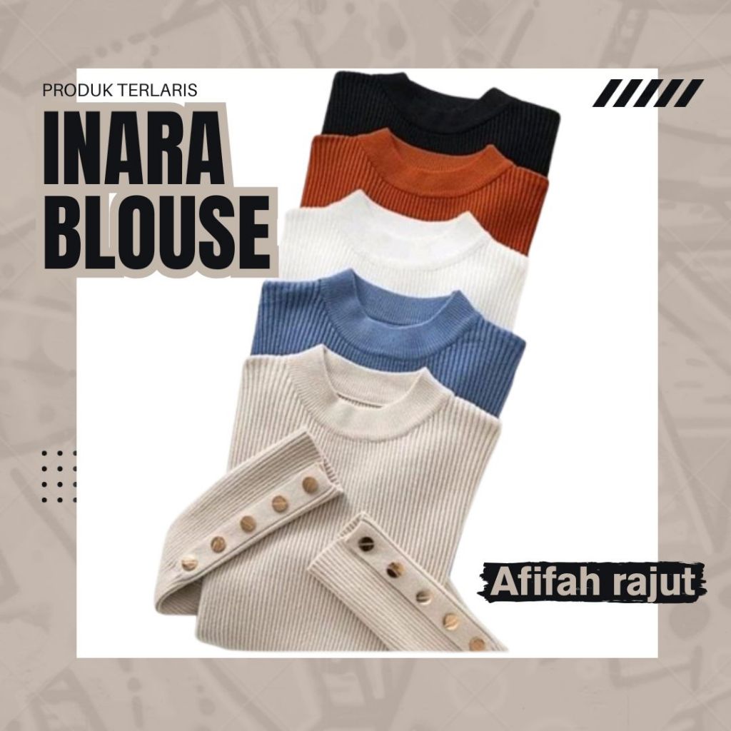 Jual Inara Blouse KOREA/manset lengan kancing/atasan rajut wanita ...