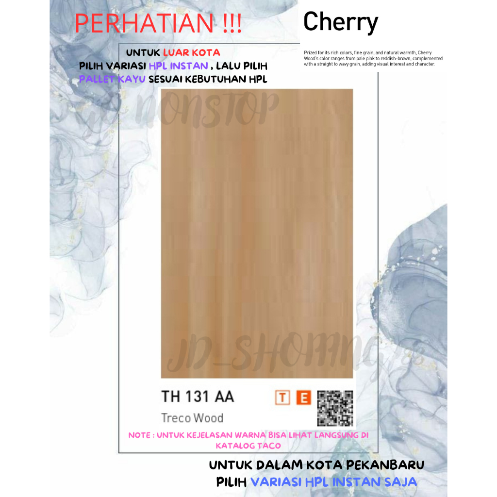 Jual (LUAR KOTA WAJIB PALLET KAYU) HPL TACO WOODGRAIN TH 131 AA ...