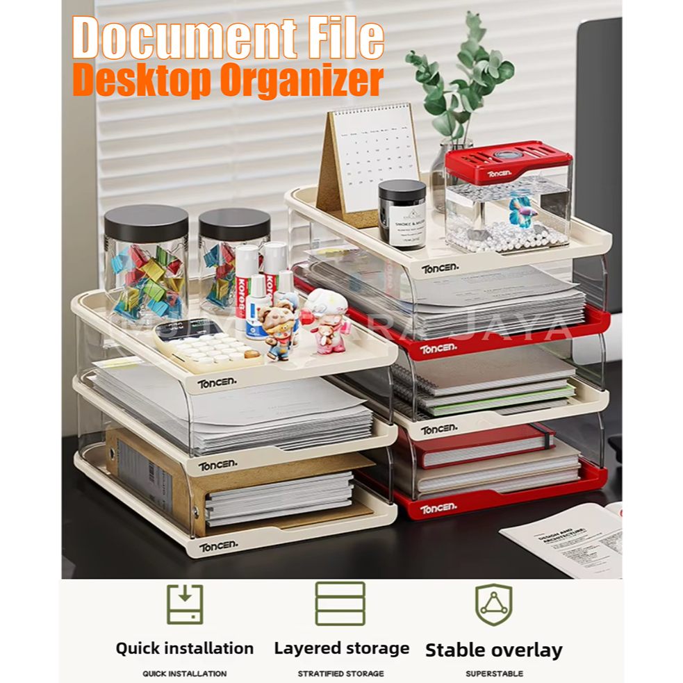 Jual TONCEN Rak Kotak Dokumen File Kertas Organizer Meja Susun Paper ...