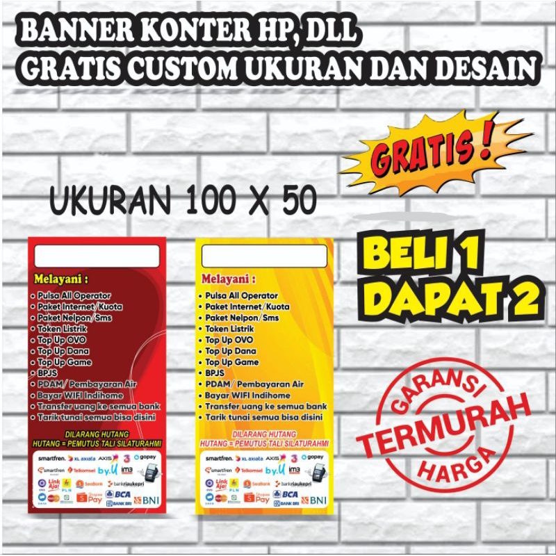 Jual Banner Konter Cell Spanduk Konter Custom Gratis desain | Shopee Indonesia