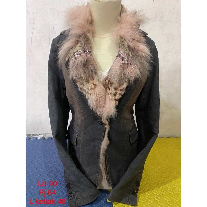Jual Winter fur jacket denim jaket jeans bulu size S | Shopee Indonesia
