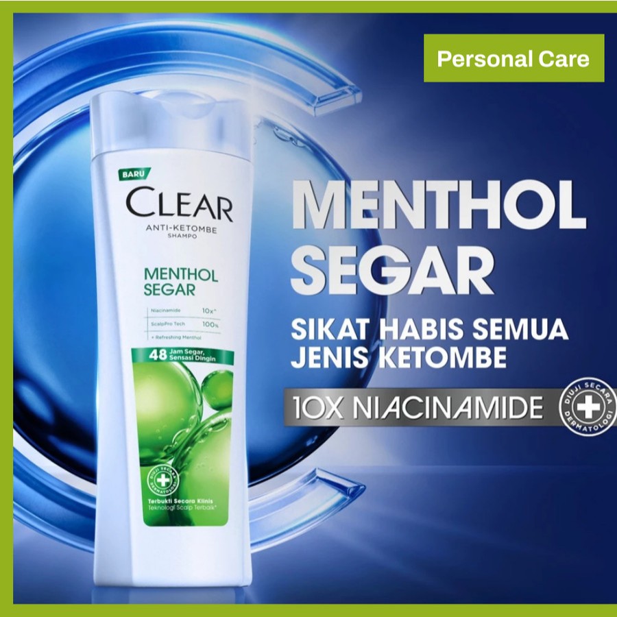Jual CLEAR Shampoo Anti Ketombe Menthol Segar, 48 Jam Segar Sensasi ...