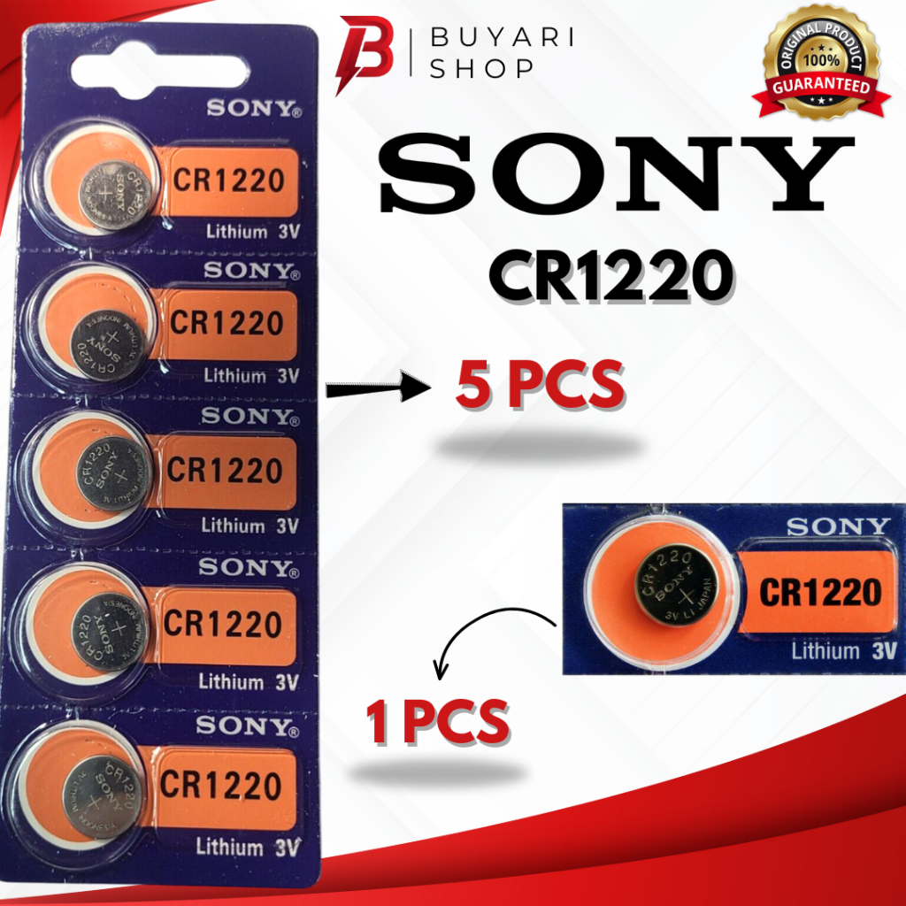 Jual ORIGINAL!!! Baterai CR1220 3V Sony / Batre Jam Tangan CR 1220 / Batere Kancing / Batrei ...