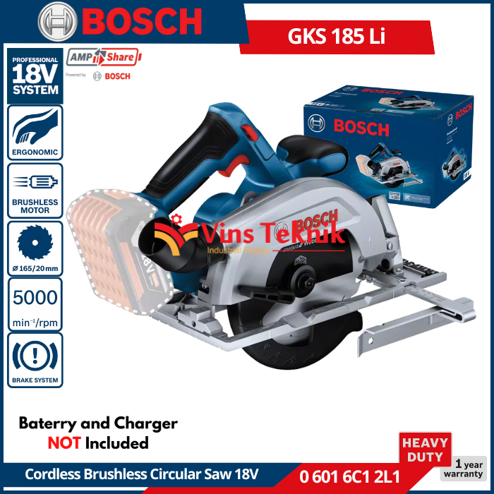 Jual Mesin Gergaji Cordless Circular Saw 165mm GKS 185 LI BOSCH ...