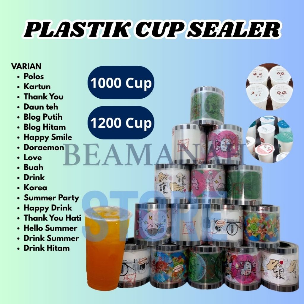Jual PLASTIK LID CUP SEALER CUP POLOS 1000CUP SEAL CUP Buah Kartun ...