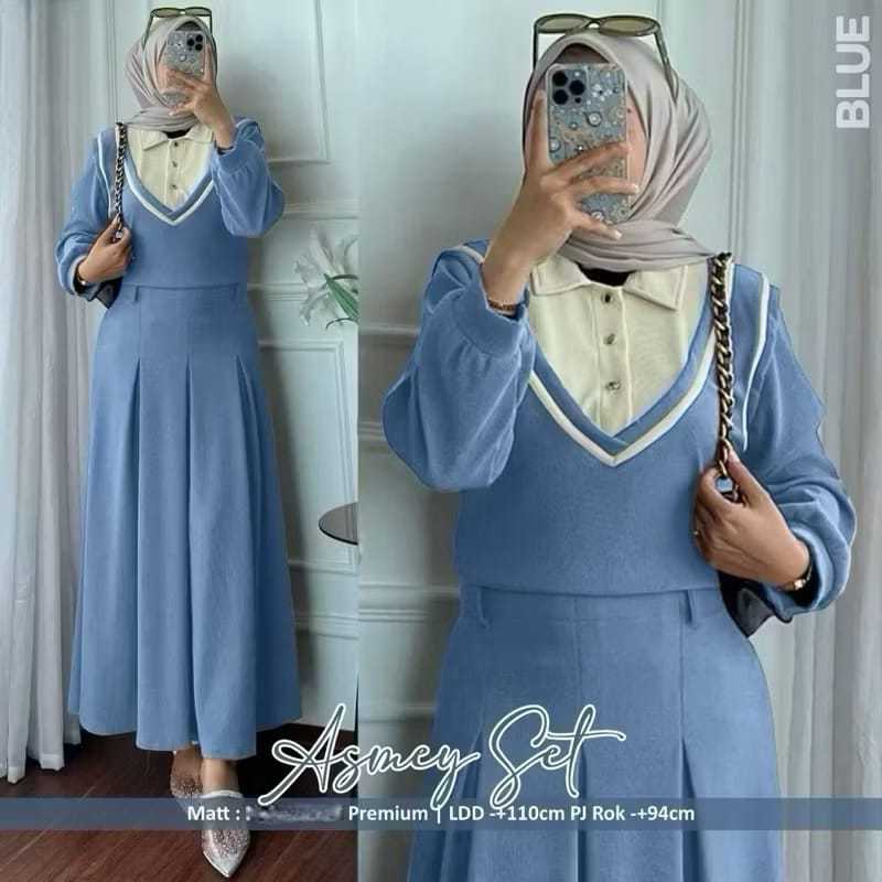Jual ONE SET ASMEY SET ROK CRINKLE AIRFLOW FIT TO XL // SETELAN ROK ...