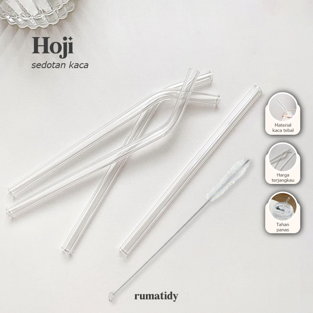 Jual 【RUMATIDY】HOJI Sedotan / Sikat Sedotan Kaca Clear Bengkok/Lurus ...