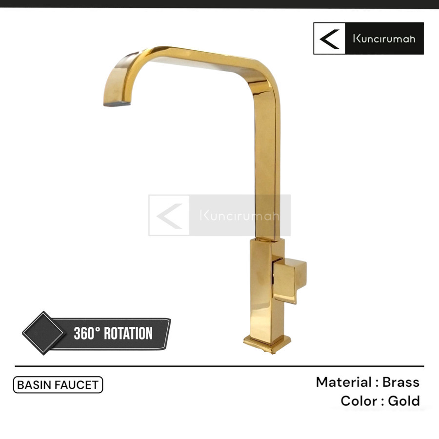 Jual Keran sink kotak gold kran air kitchen sink meja emas chrome ...