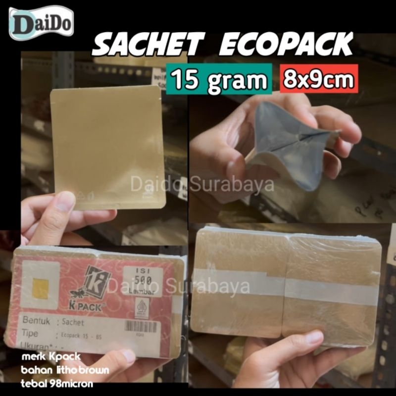 Jual KPACK 15G SACHET ECOPACK 15 gram LITHO BROWN WARNA COKLAT PAPER ...