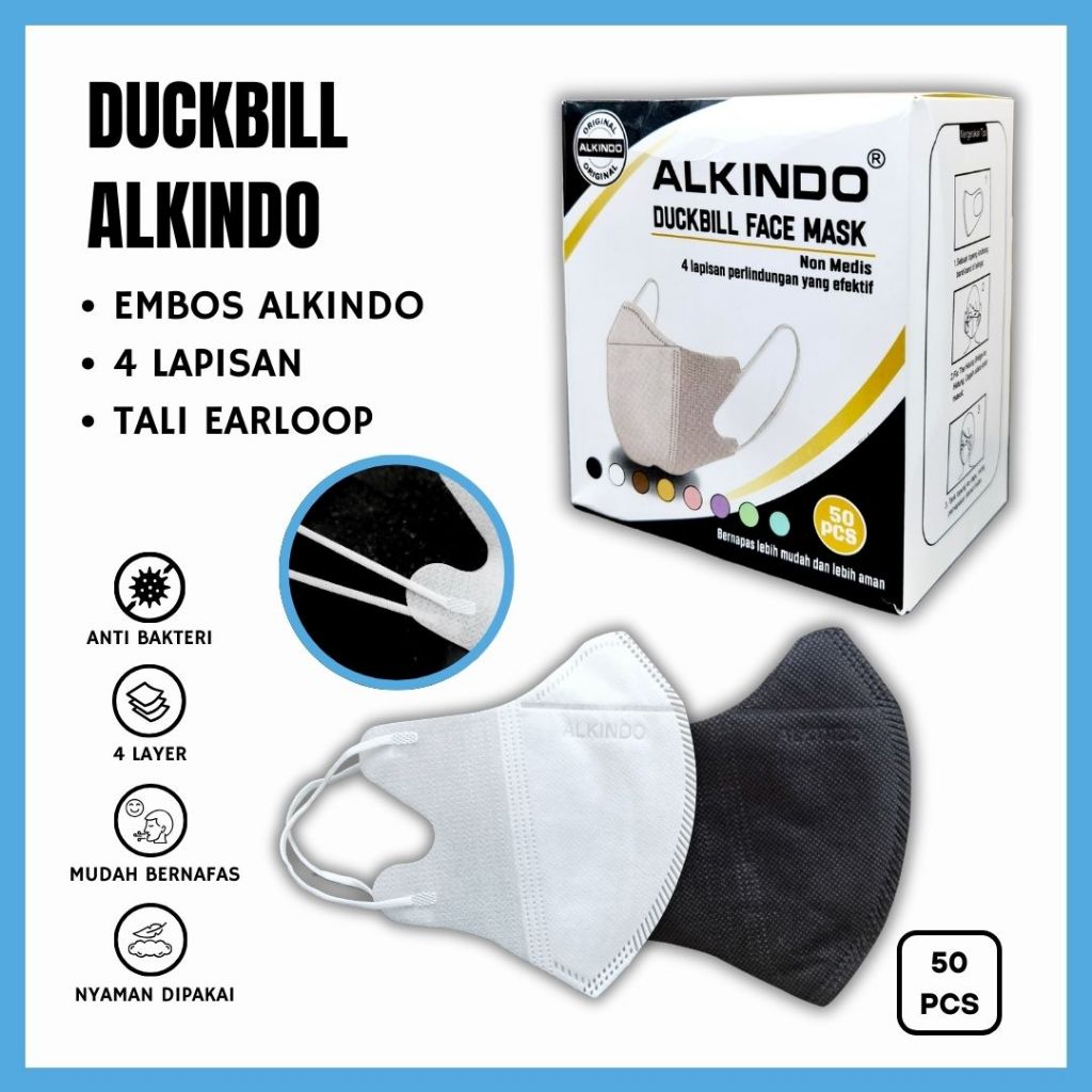 Jual Masker Duckbill 50 Pcs Tebal | Masker Alkindo Duckbill 50 Pcs ...