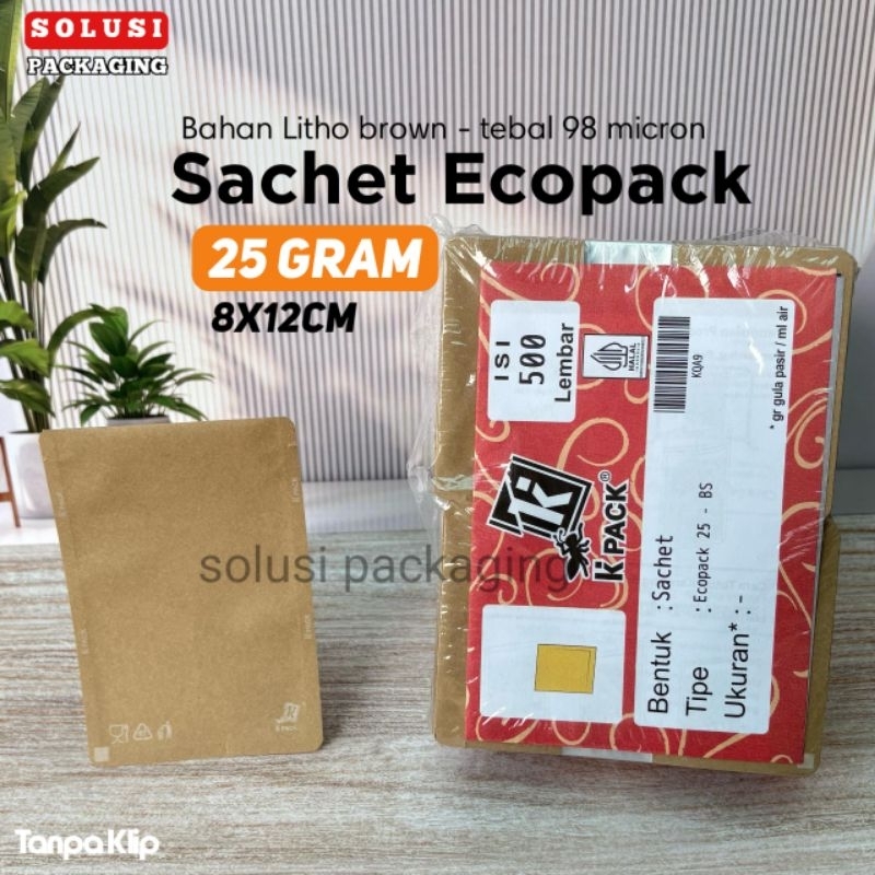 Jual KPACK 25G SACHET ECOPACK 25 gram LITHO BROWN WARNA COKLAT PAPER ...