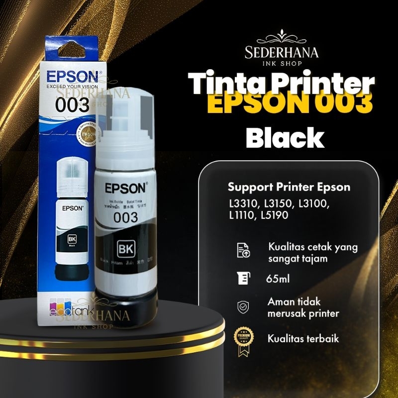 Jual Tinta Epson 003 Black - Hitam Original For Printer L1110 L3100 ...