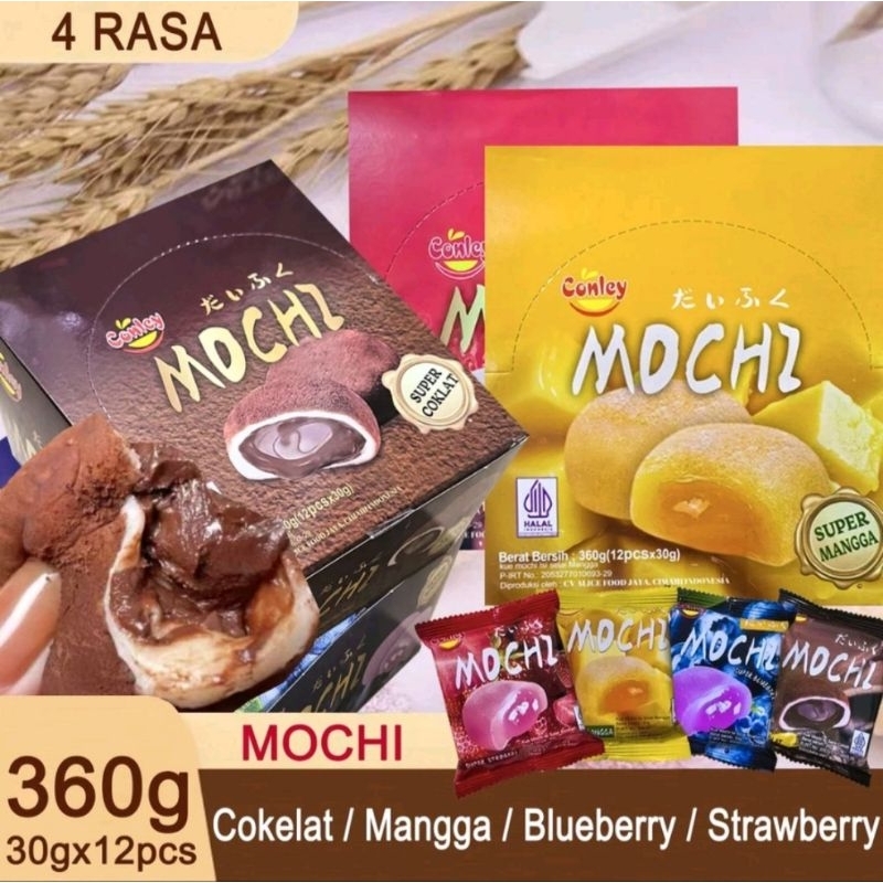Jual CONLEY MOCHI VIRAL 1 DUS ISI 12 VARIAN SUPER MANGGA/STRAWBERRY ...