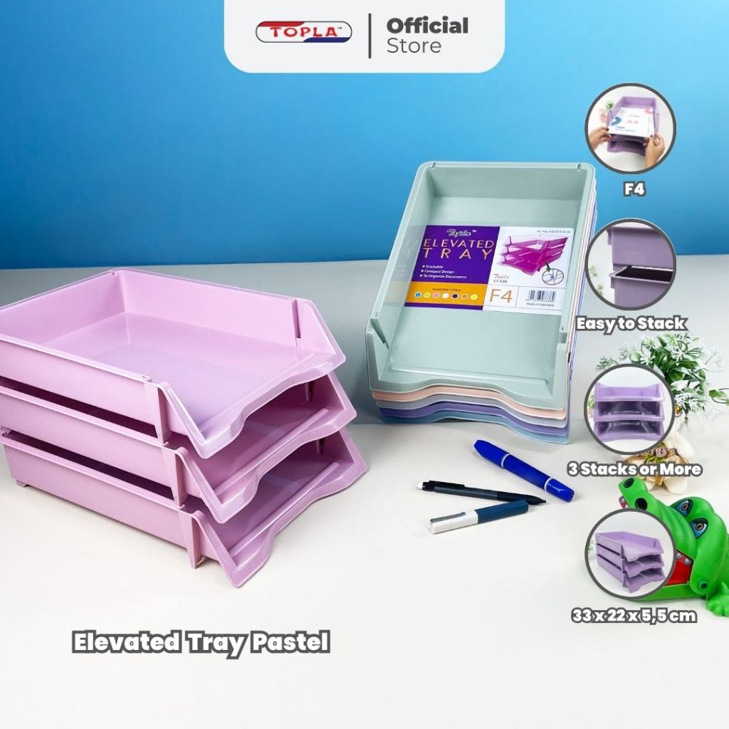 Jual Topla 1 set Elevated Tray Rak Susun organizer Kertas pada Meja ...