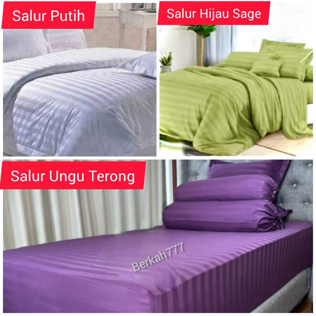 Jual Sprei Hotel Motif Salur Katun Polymicro Tinggi Kasur 20 cm, 25 cm ...