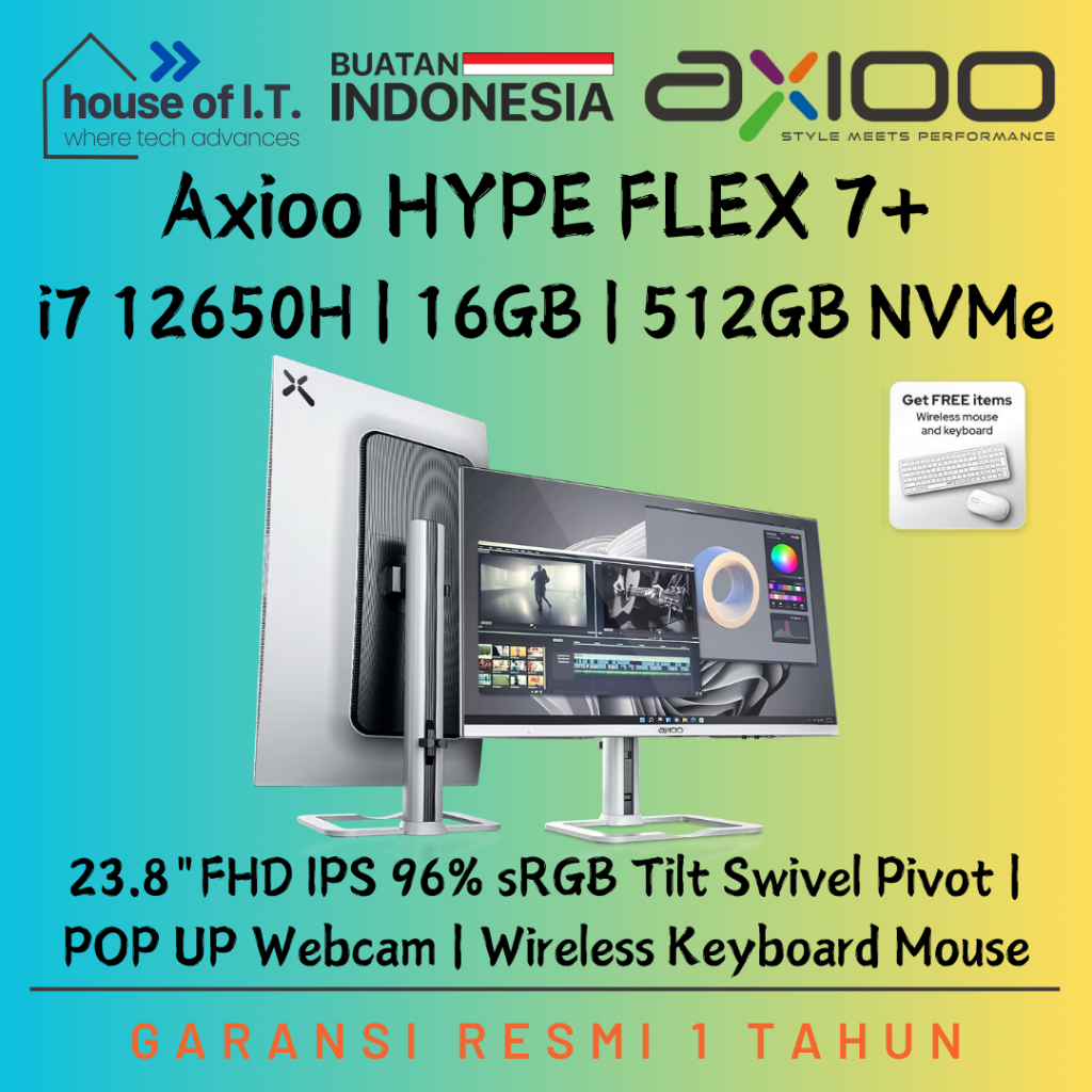 Jual AIO Axioo Hype Flex 7 i7 12650H 23.8"FHD | Axioo Hype FLEX 7+ i7 12650H | Shopee Indonesia