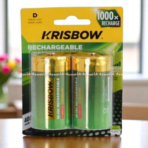 Jual Krisbow Rechargeable D 2Pcs 4000mAh Baterai Batrai Bulat Besar ...