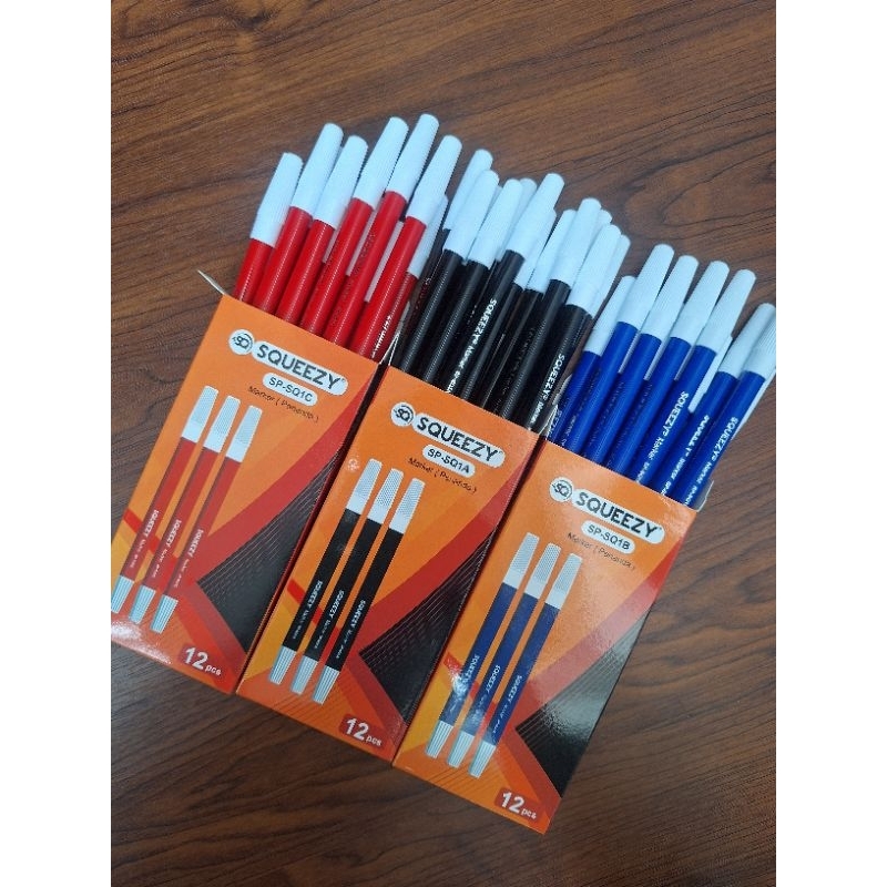 Jual isi 12 Spidol Marker Kecil SQUEEZY/Spidol Hitam Merah Biru/Spidol ...