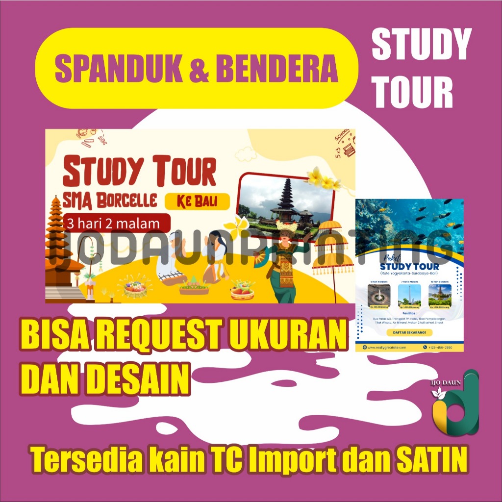 Jual cetak custom spanduk/ bendera study tour karya wisata | Shopee ...