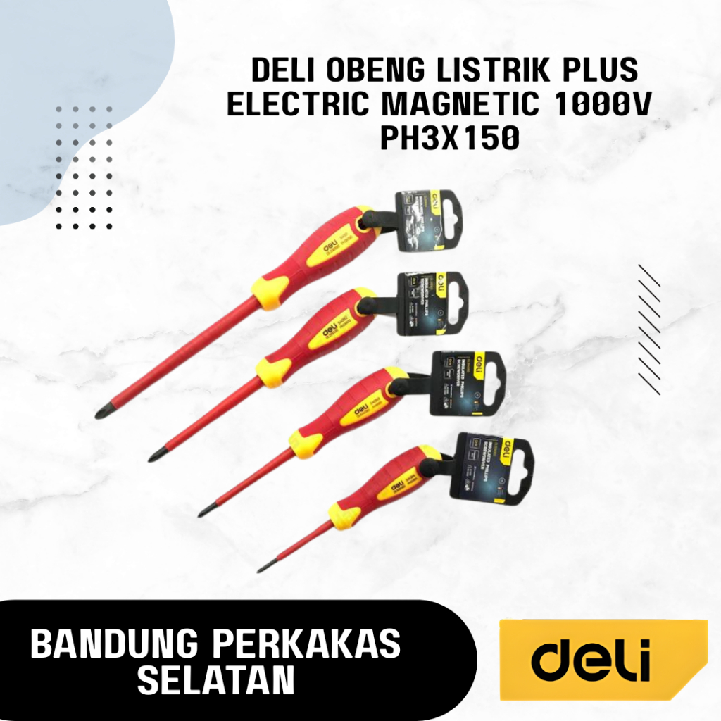 Jual DELI Obeng Listrik PLUS Electric Magnetic 1000V - Magnet Insulated ...