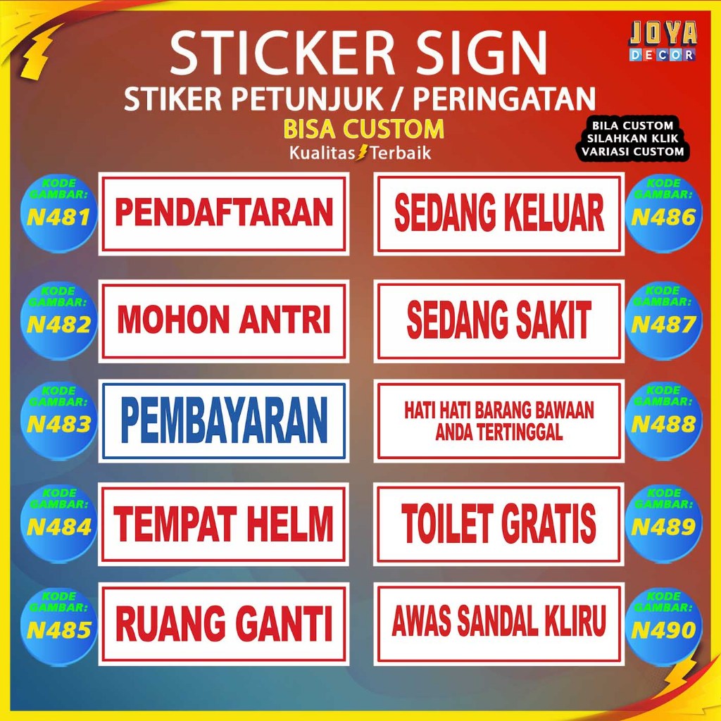 Jual Sticker Stiker Petunjuk Warning Pengumuman mohon antri ruang ganti ...
