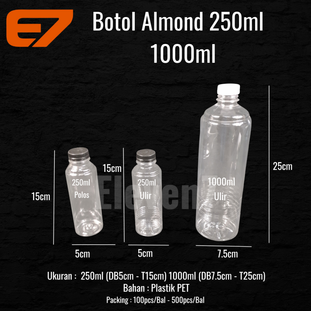 Jual Botol Almond Ulir Botol Juice Botol Minum Plastik 250ml | Shopee ...