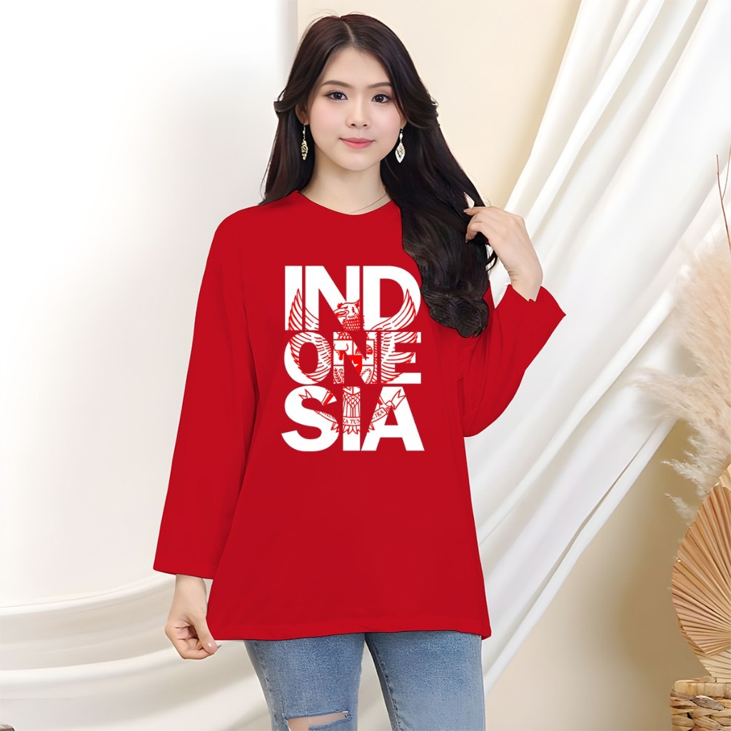 Jual Kaos Oversize Lengan Panjang Dewasa 17 Agustus/Kaos HUT RI Kemerdekaan Indonesia Garuda ...
