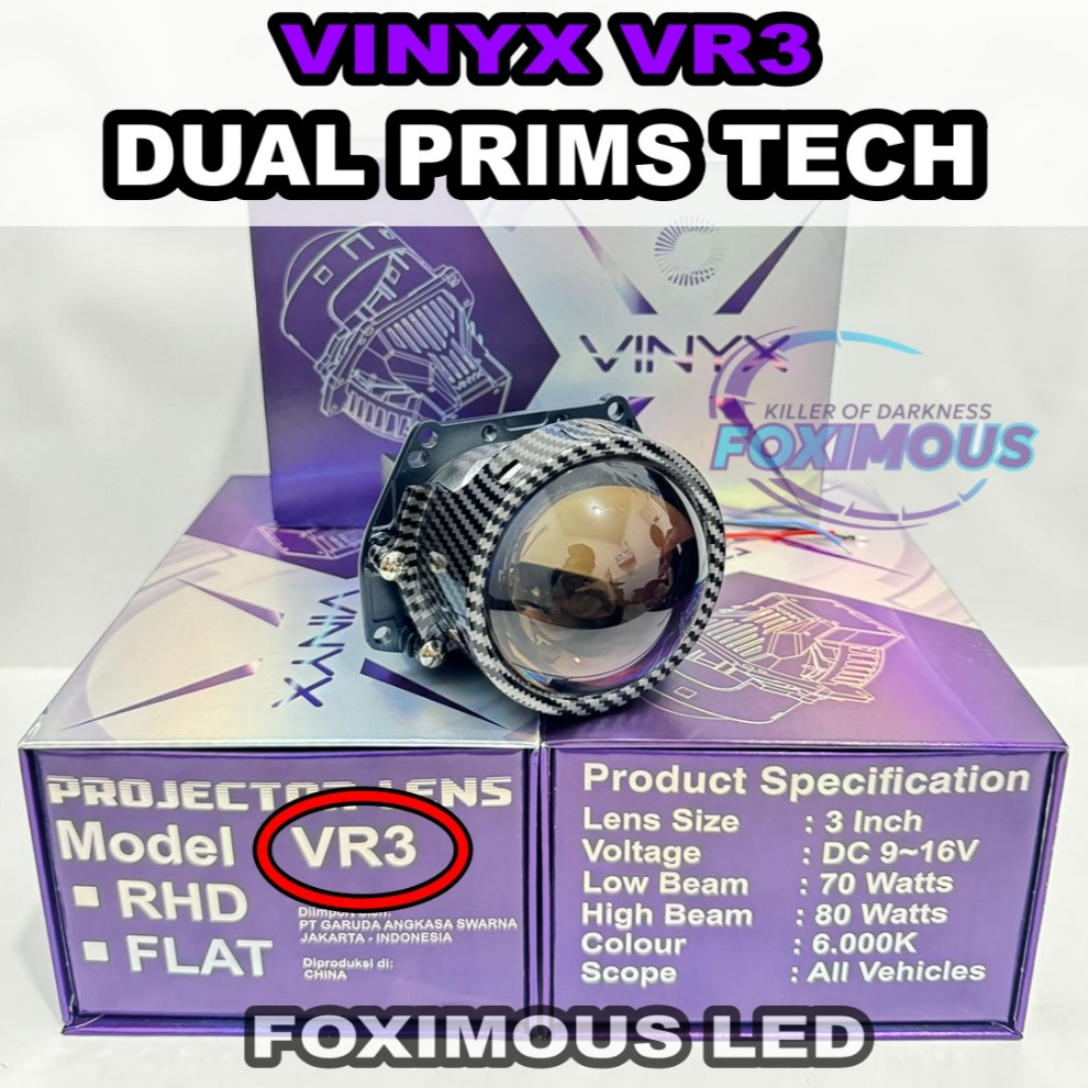 Jual Biled Projector Lens Vinyx VR3 3 inchi Purple Lens Dual Prims ...
