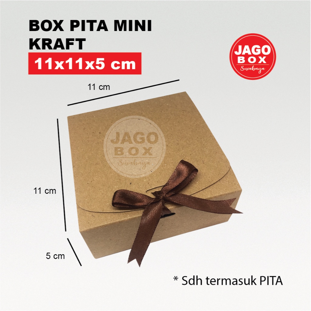 Jual KOTAK / BOX GIFT / HADIAH SOUVENIR PITA MINI KRAFT 11x11x5 cm ...