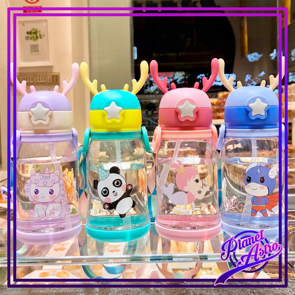 Jual Botol Minum Anak Karakter Kertun Model Tanduk Rusa Lucu Botol Air Minum Anak Sedotan 610ml ...