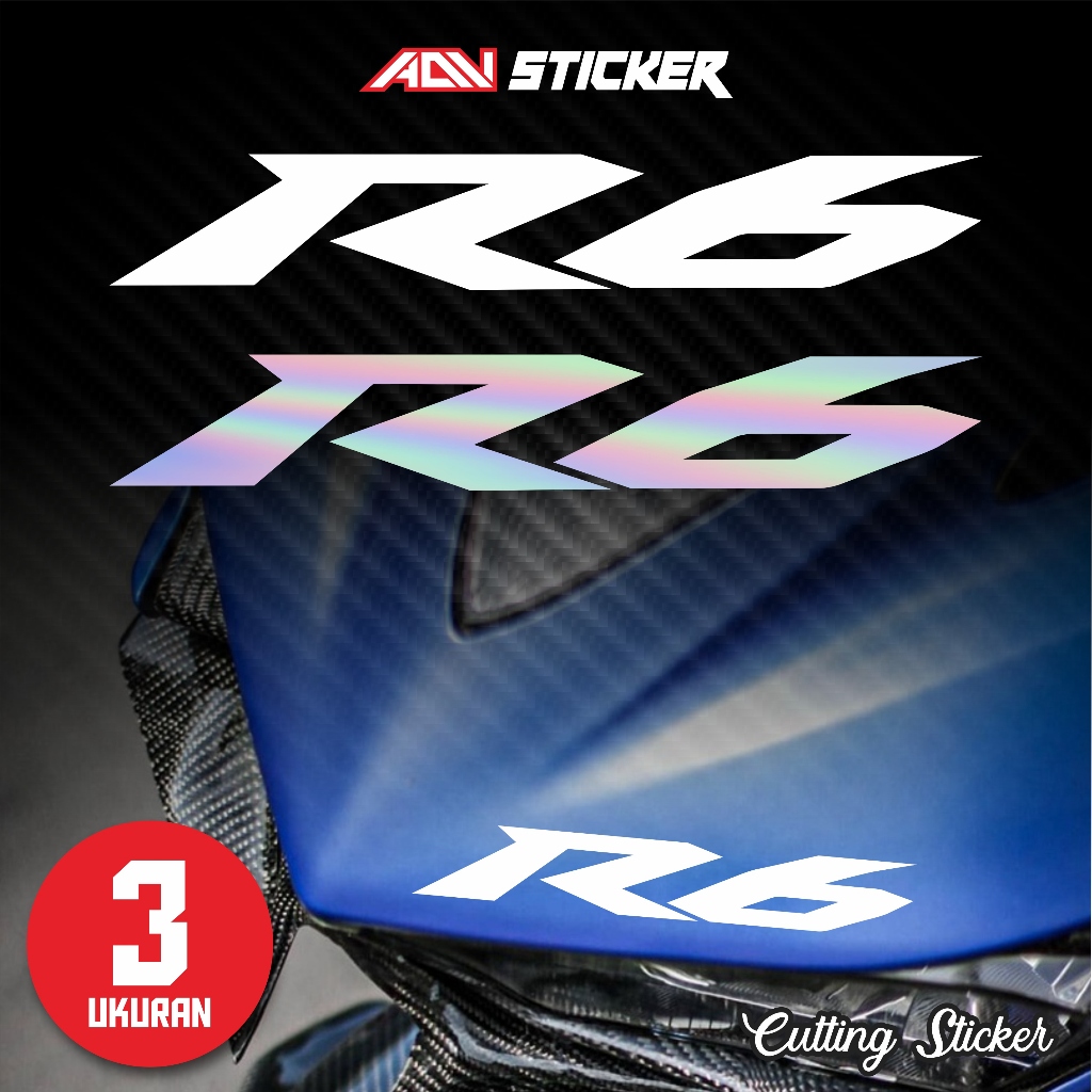 Jual Sticker Cutting Logo YAMAHA R6 | Cutting Sticker Motor Premium | 3 ...