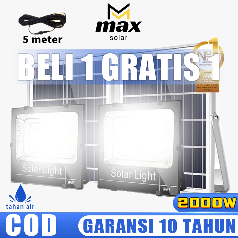 Jual 2000W lampu tenaga surya otomatis lampu solar panel outdoor IP67 ...