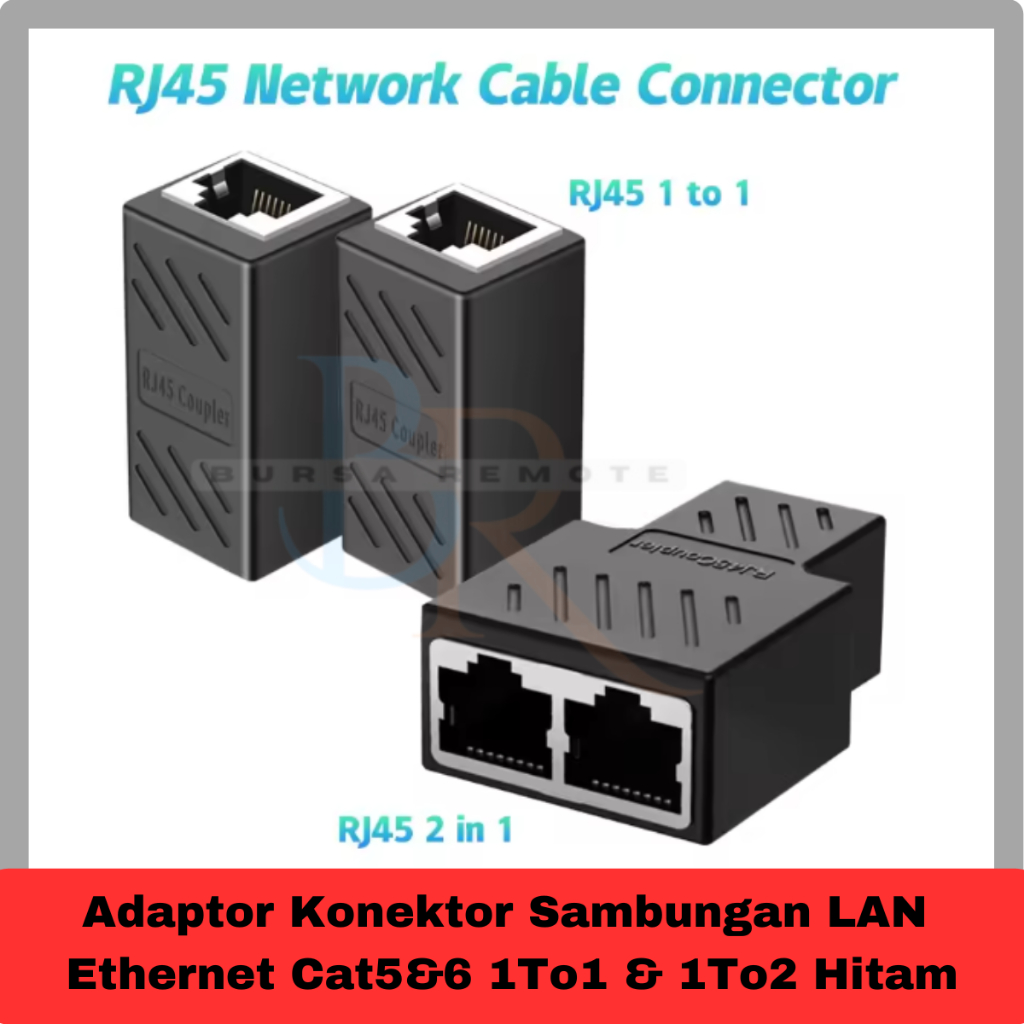 Jual Adaptor Konektor Sambungan LAN RJ45 Ethernet Cat5&6 1To1 & 1To2 ...