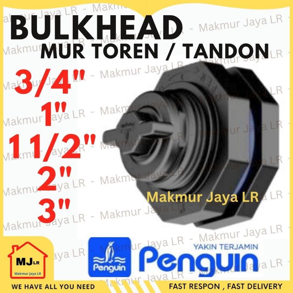 Jual Mur Toren Bulkhead Penguin 3/4" 1" 1 1/2" 1,5 11/2 1-1/2 2" 3 ...