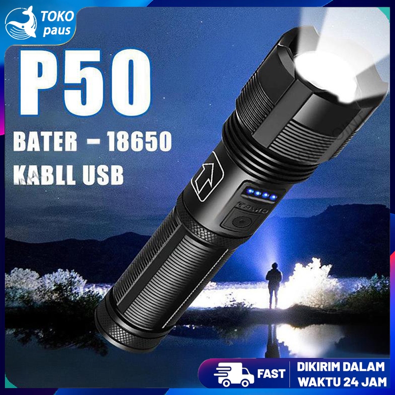Jual Paket lengkap Senter LED Tactical 100000 Lumens Xhp 50 - Cahaya ...