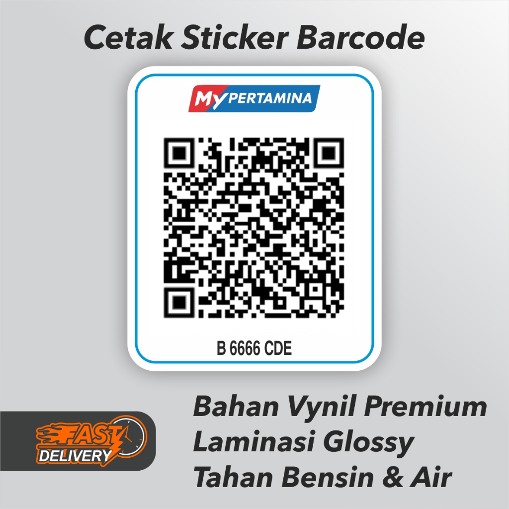 Jual Cetak Sticker Barcode My Pertamina Untuk Tangki Mobil Ukuran 5 x 6 ...