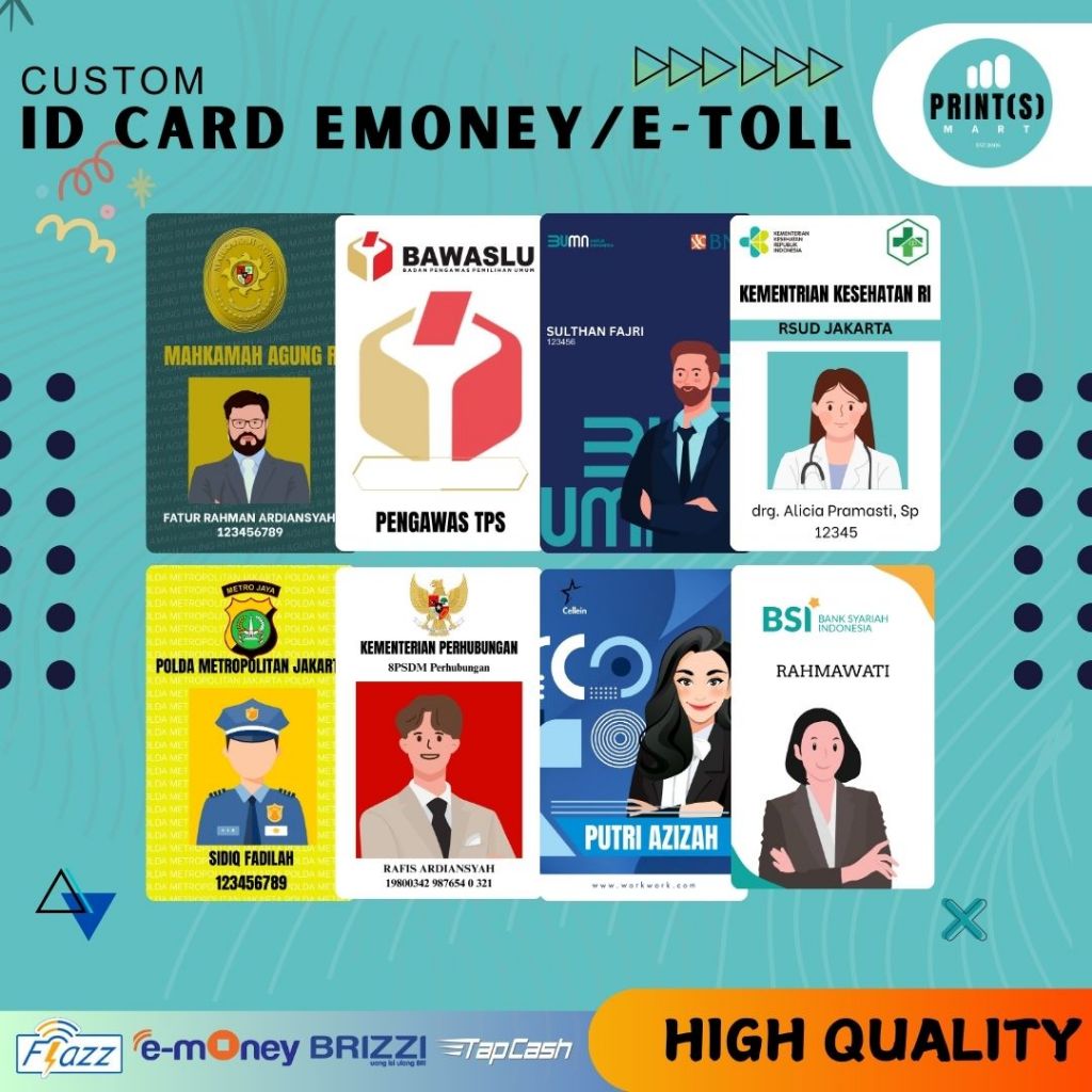 Jual Cetak ID Card Etoll Emoney Kartu ASN Name Tag Virtual BKN ID Card ...