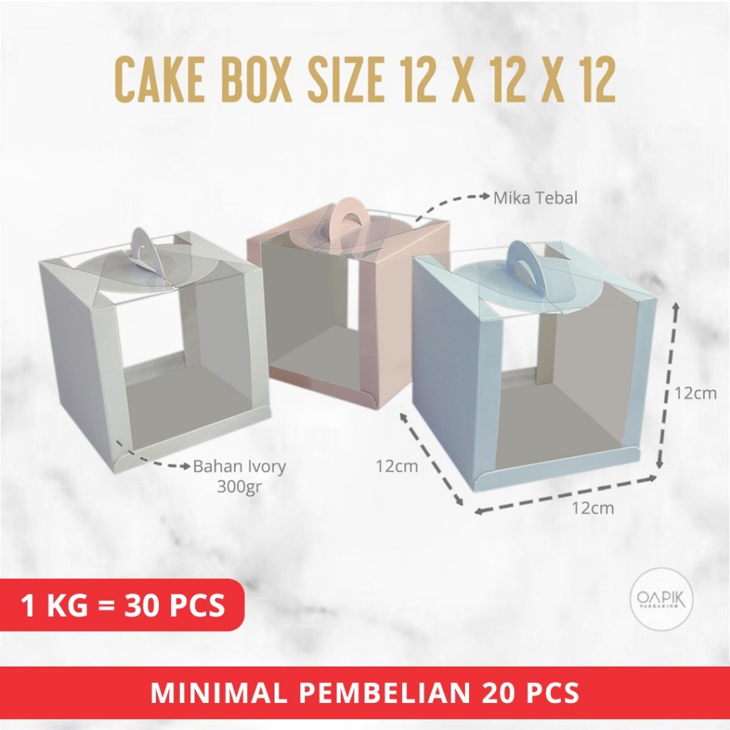 Jual Cake Box Mika 12x12x12 cm dengan Handle | Kotak Kue Mini ...