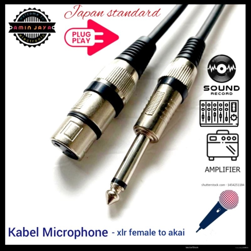 Jual kabel mic kabel microphone jack xlr female to jack akai | Shopee ...