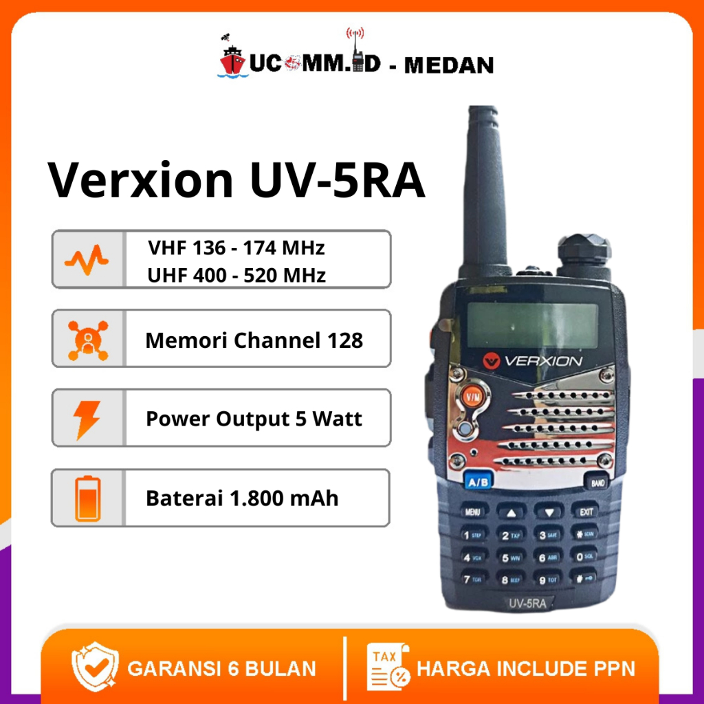 Jual VERXION UV-5RA HT DUALBAND VHF UHF 128 Channel VERXION UV 5RA ...