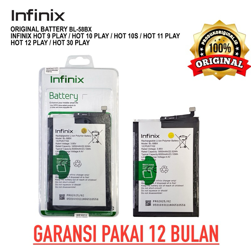 Jual [ORIGINAL] BATERAI INFINIX BL-58BX / HOT 9 PLAY / HOT 10 PLAY ...