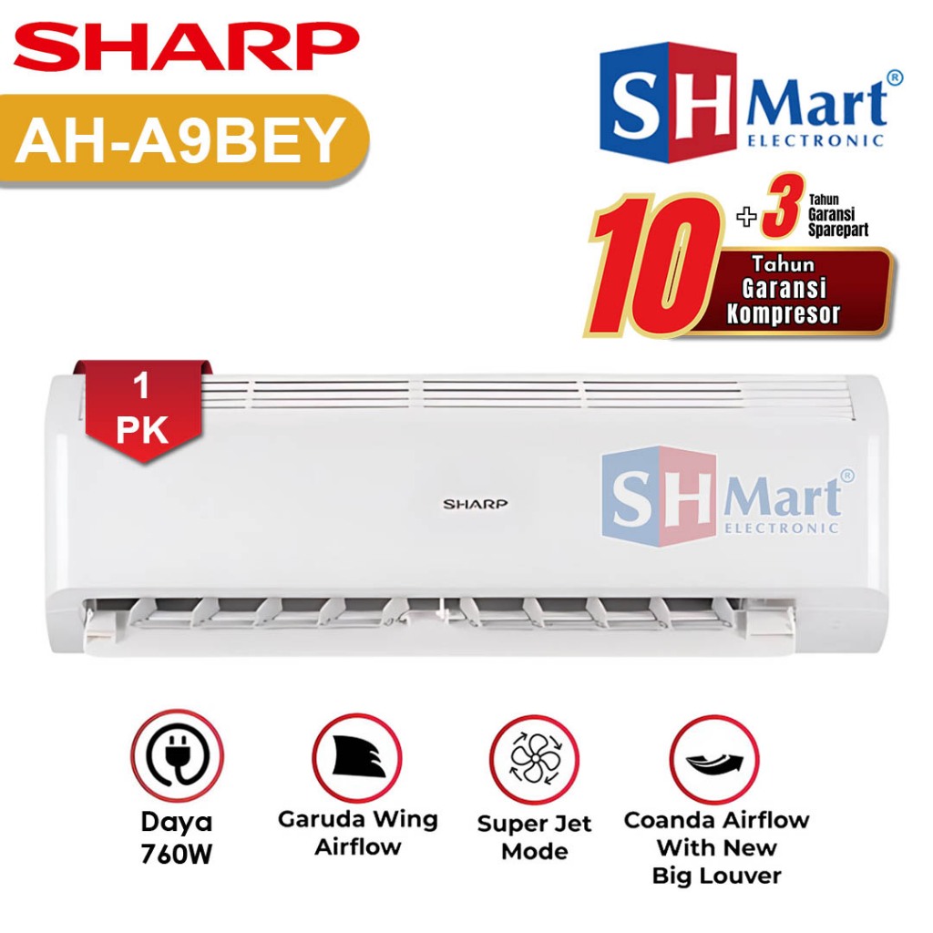 Jual Ac Sharp 1 Pk AH-A9BEY / 9BEY Indonesia New Anti Karat Garuda Series Garansi Resmi UNIT ...