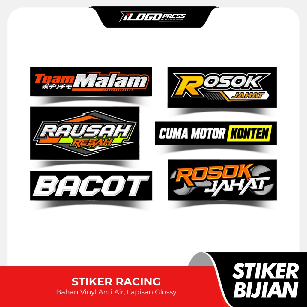 Jual Stiker Racing Viral Bahan Vinyl Premium Anti Air Glossy - BIJIAN ...