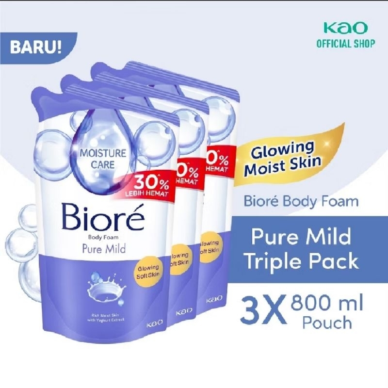 Jual Biore Sabun Mandi Cair Body Foam Tender Care Pure Mild Pouch 800 ...
