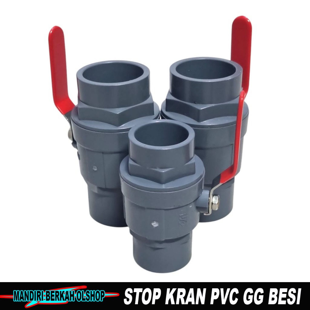 Jual Stop Kran Air PVC Gagang Besi 2 inch 1,5 inch / Ballvalve Ball Valve PVC Polos Gagang Besi ...