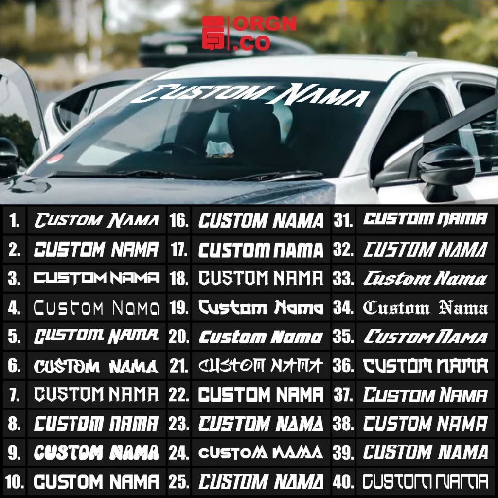 Jual Sticker Kaca Depan Mobil Request Tulisan Custom Nama Universal ...